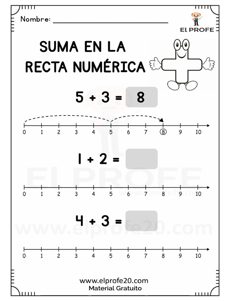 Fichas Sumas en La Recta Numerica Elprofe20 | PDF
