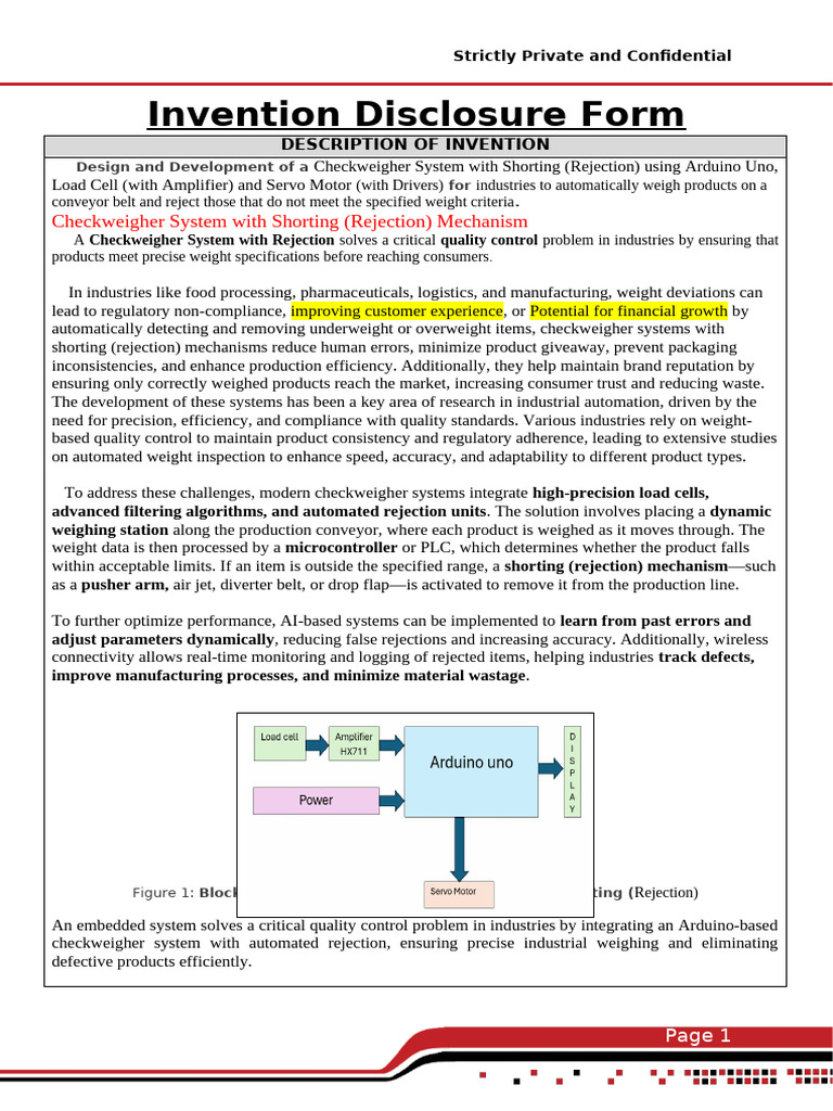 Invention Disclosure Form (IDF) | PDF | Automation