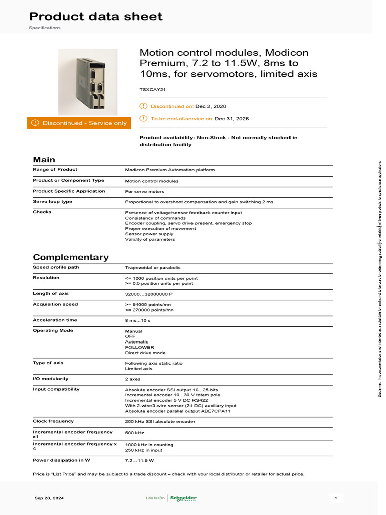 Schneider Electric_Modicon-Premium-PAC_TSXCAY21 | PDF | Control ...