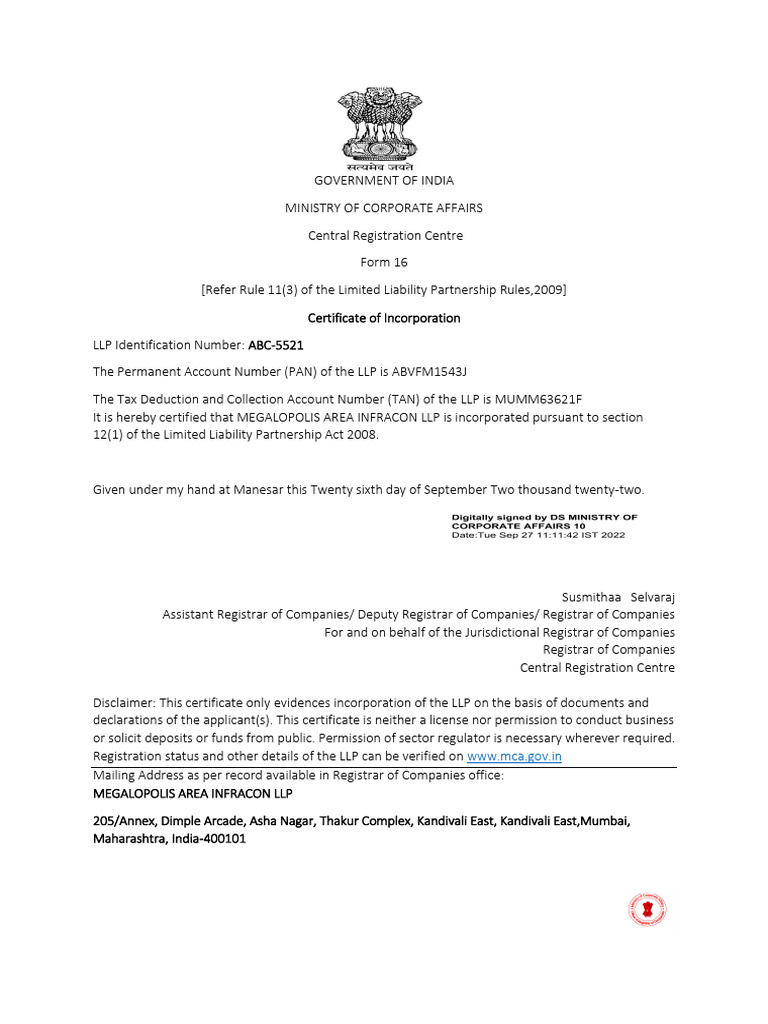Certificate of Incorporation-18 - Sign | PDF