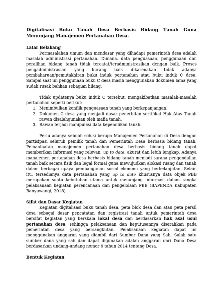 Digitalisasi Buku Tanah Desa | PDF