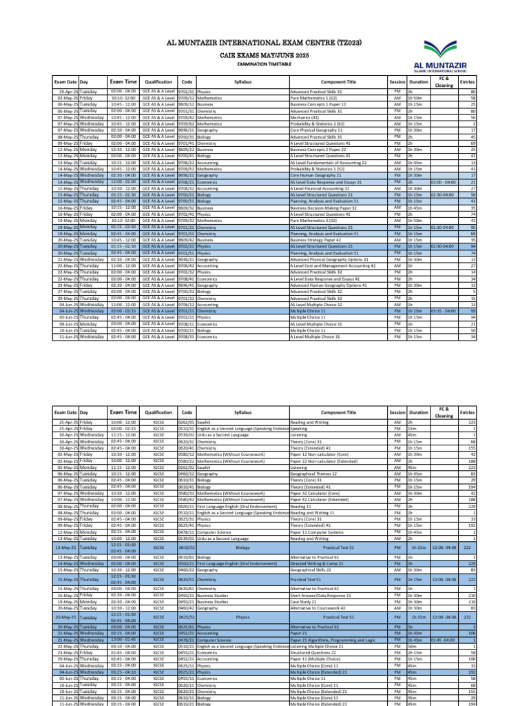 ExamTimetable June 2025 - 250318 - 192338 | PDF | Student Assessment And Evaluation | Qualifications