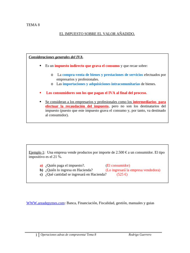 Tema 8 Iva | PDF | Factura | Impuestos