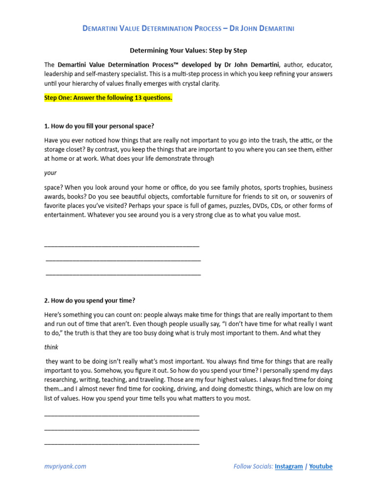 Final Updated Demartini Value Determination | PDF | Thought ...