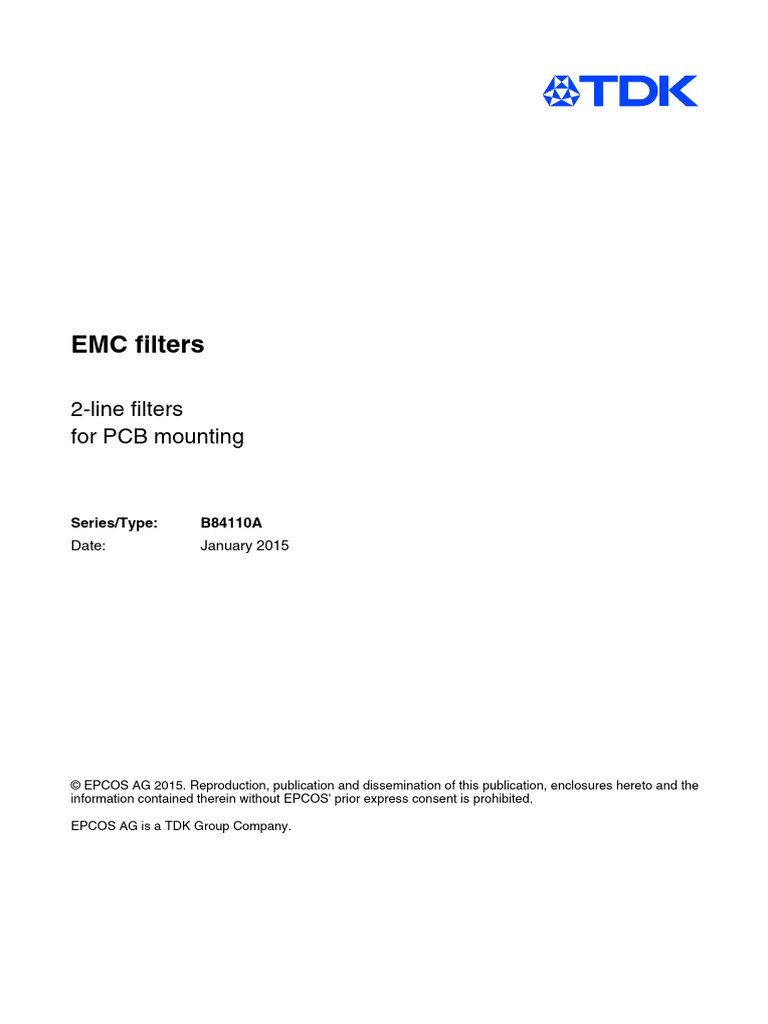 PCB-Mounted 2-Line EMC Filters B84110A | PDF | Capacitor ...