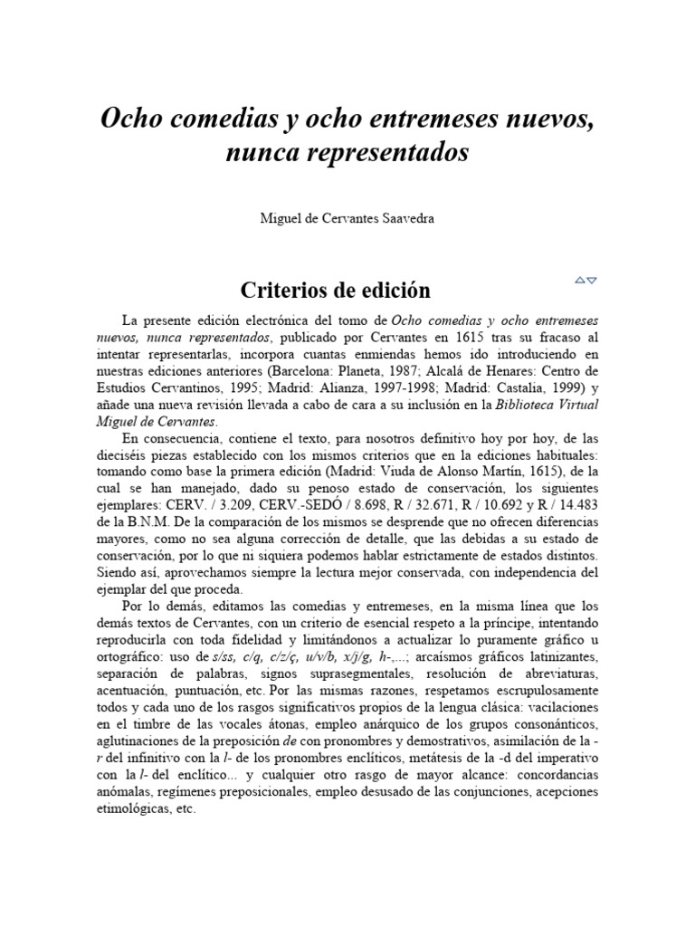 Microsoft Word - Ocho Comedias y Ocho Entremeses Nuevos | PDF | Miguel ...