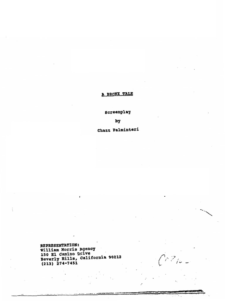 A Bronx Tale Script Clean | PDF | Confession (Religion)