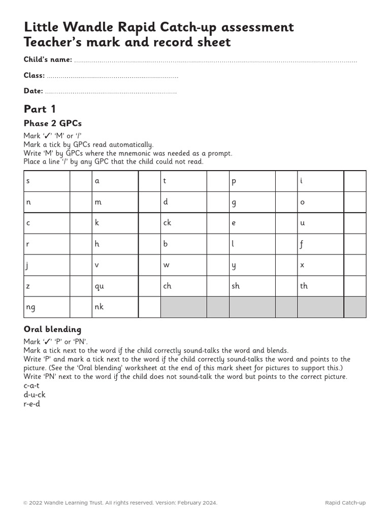 Little Wandle Rapid Catch-up Assessment | PDF | Orthography