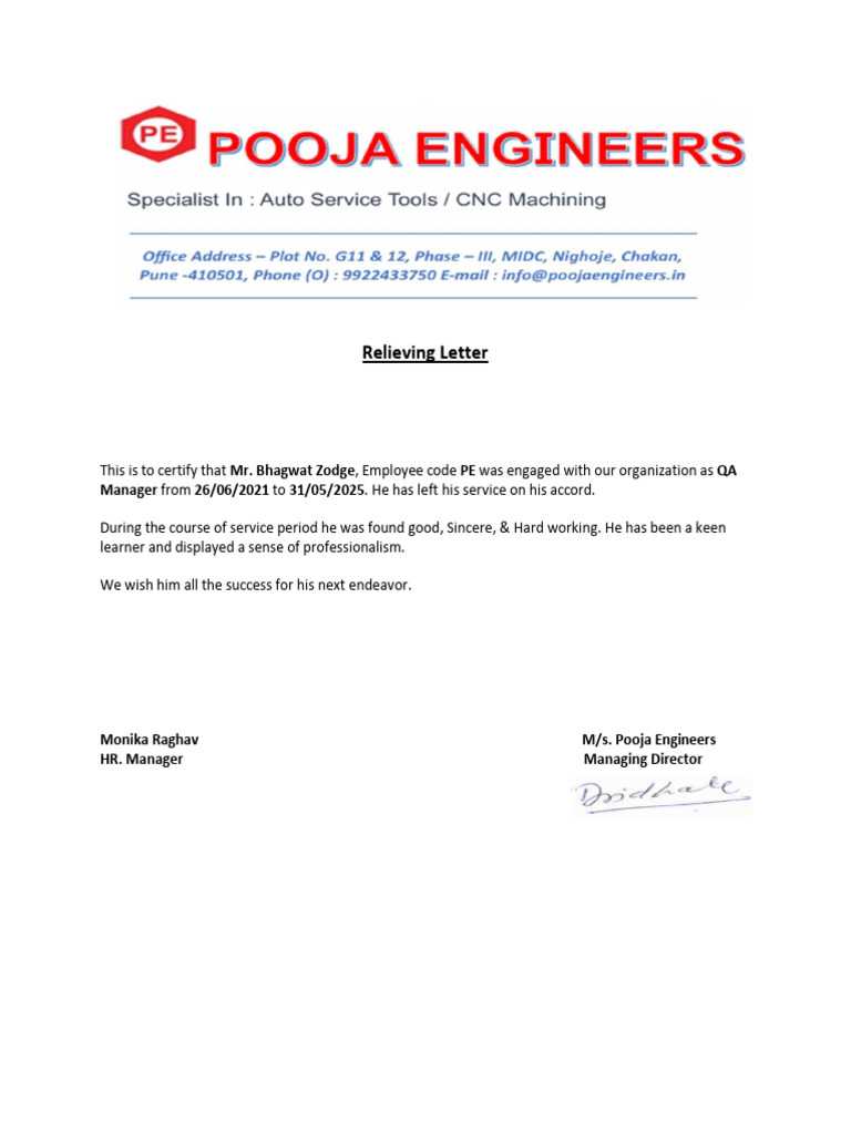 Bhagwat Reliving Letter | PDF