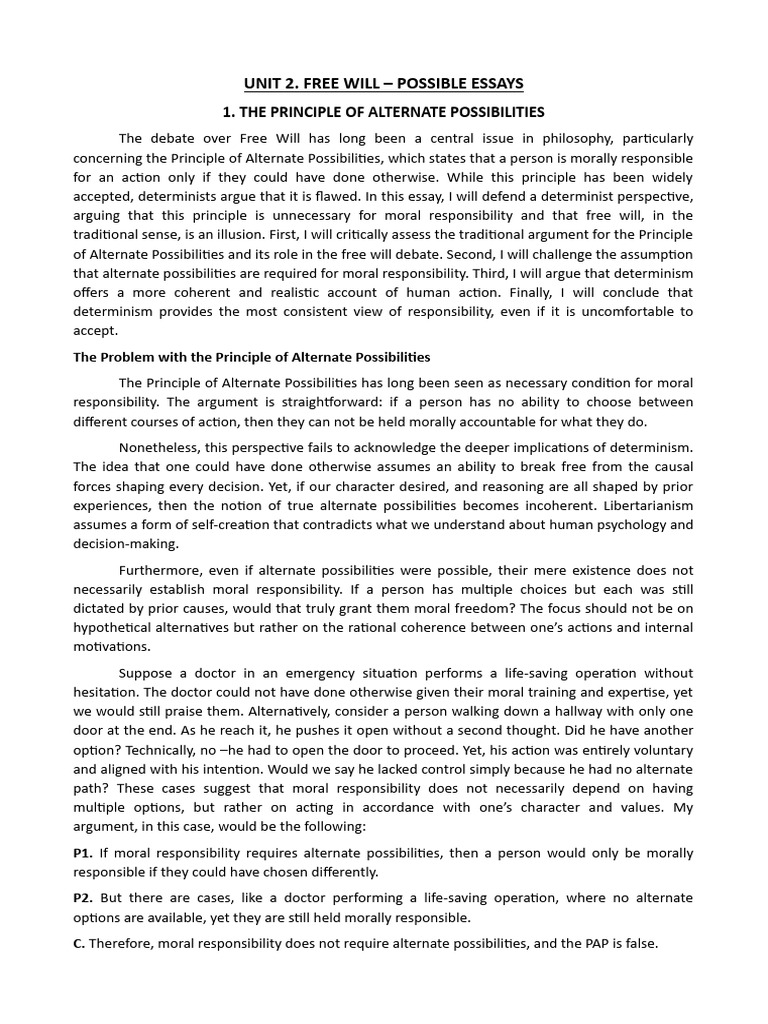 Free Will and Moral Responsibility Explained | PDF | Free Will ...