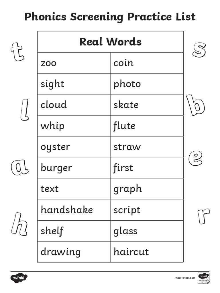 Phonics Screening Practice List 3 | PDF