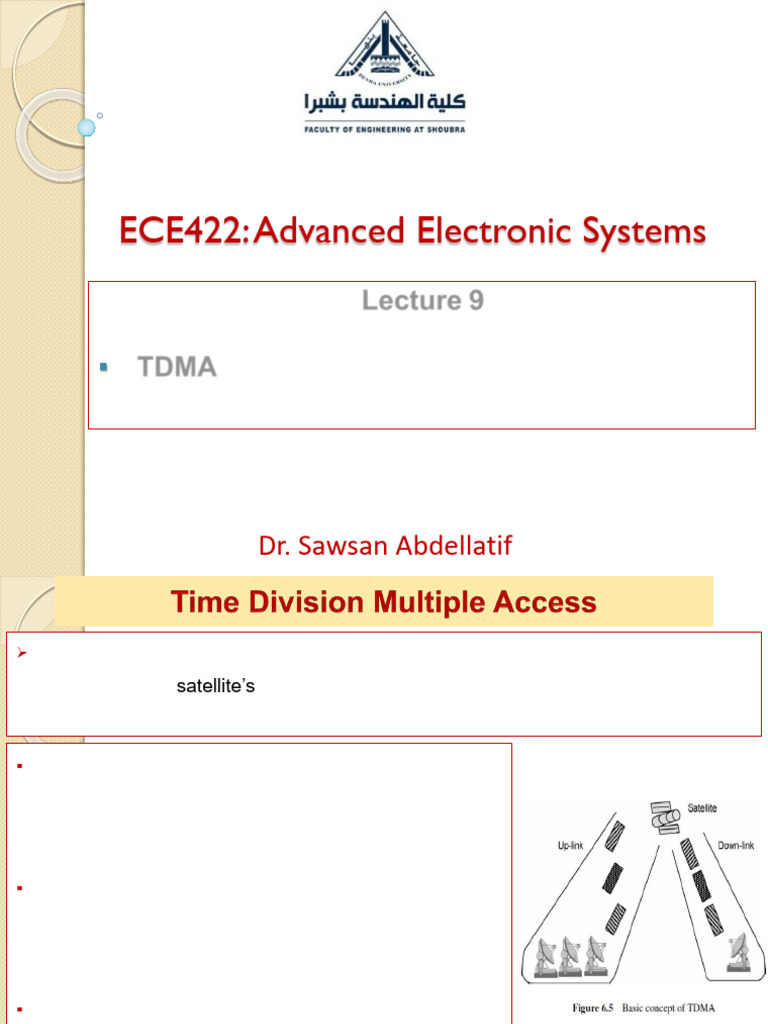 ECE422 AdvElecSyst Lec9 TDMA | PDF | Radio Technology | Electrical Engineering