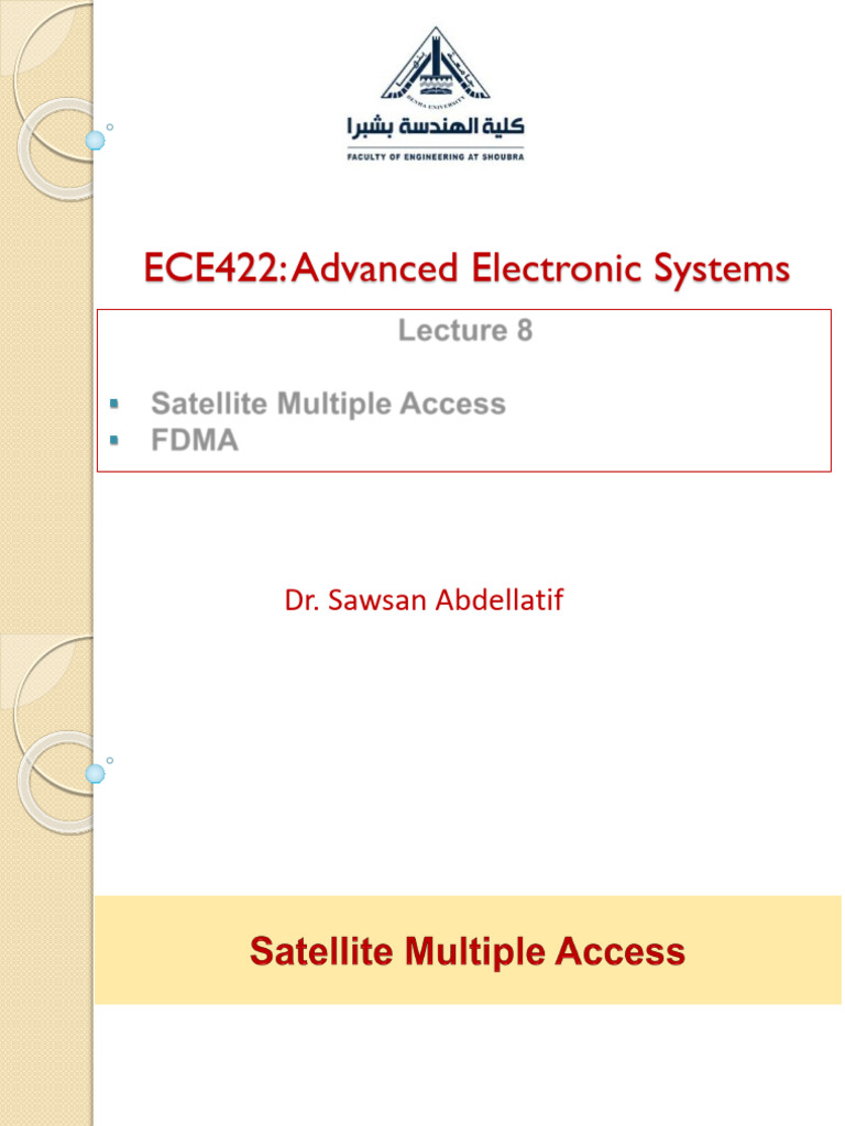 ECE422 AdvElecSyst Lec8 FDMA | PDF | Channel Access Method | Multiplexing