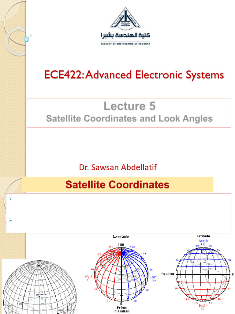 ECE422 - AdvElecSyst - Lec5 - Satcoord and Look Angles | PDF | Antenna ...