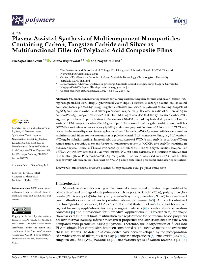 polymers-13-00991-v2 | PDF | Nanoparticle | Carbon