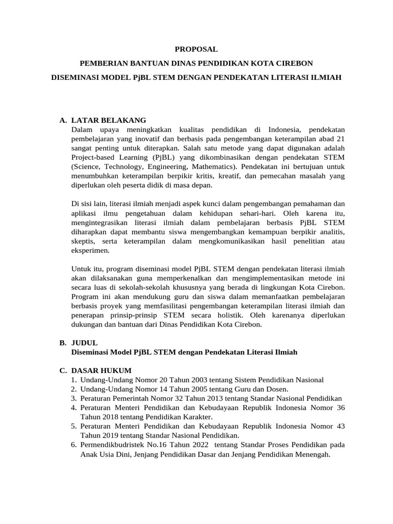 Proposal PJBL Stem | PDF