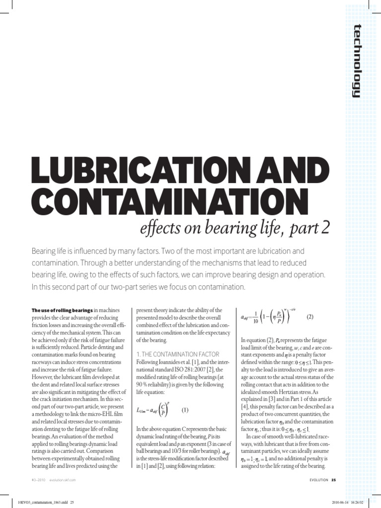 Contamination Effects on Bearing Life | PDF | Bearing (Mechanical ...
