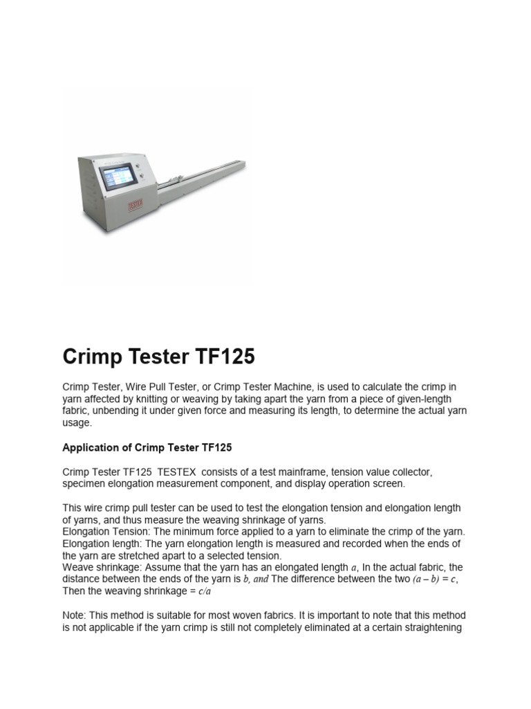 Catalog Crimp Tester TF125 | PDF | Yarn | Textiles