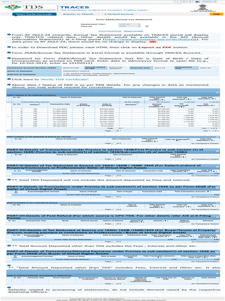 TDS Annual Tax Statement Overview | PDF | Government Finances | Payments