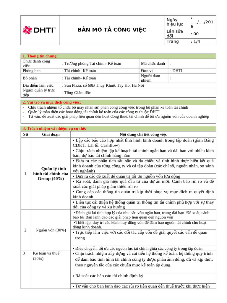 JD Trư NG Phòng TCKT | PDF