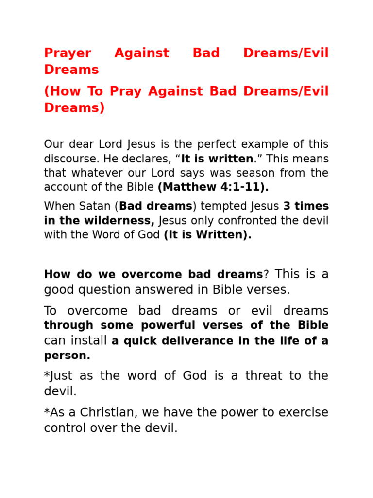 Prayer Vs Evil Dreams | PDF