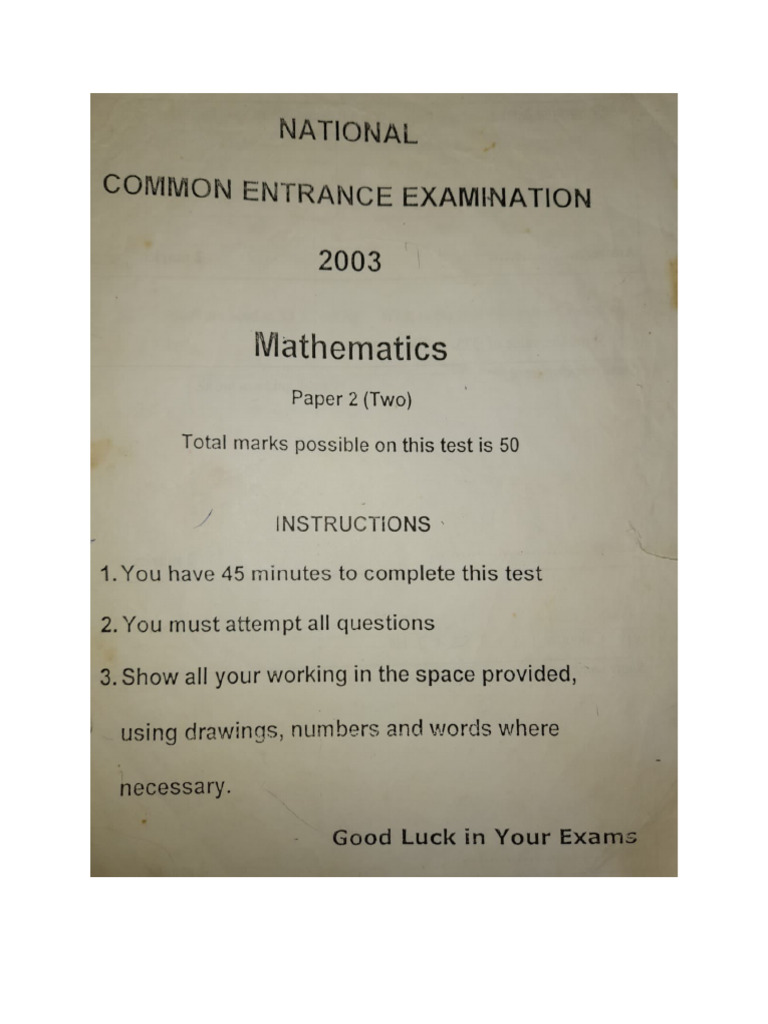 Common Entrance 2003 | PDF