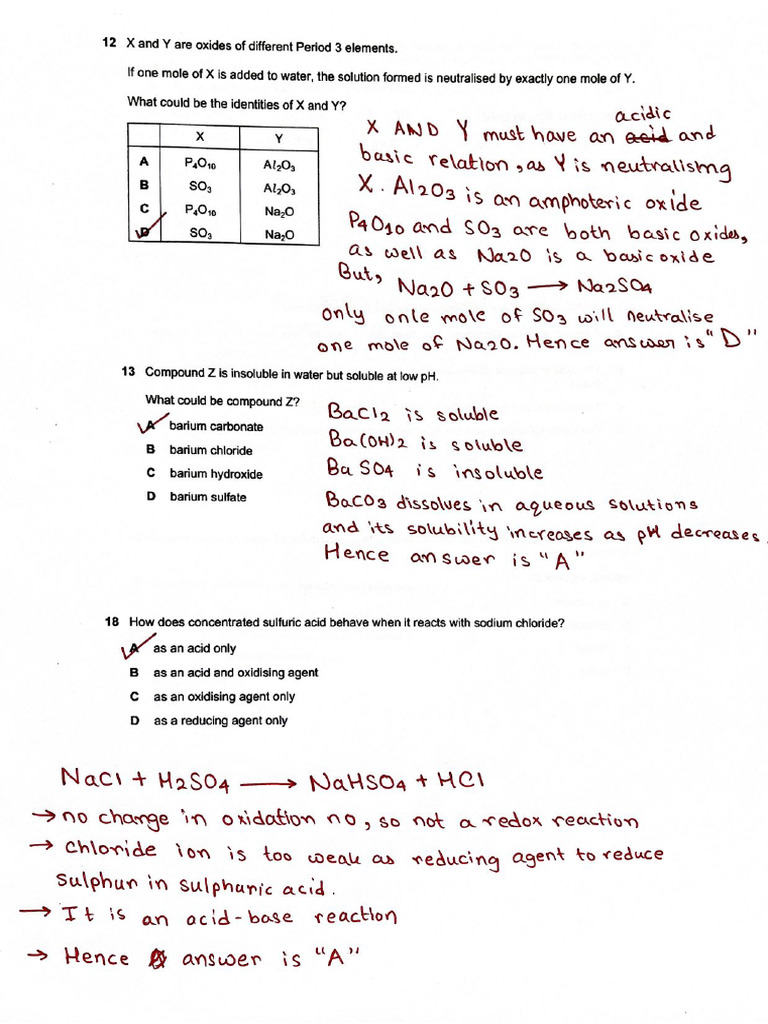 Chemical Periodicity Past Paper 2020-2021 All Variant 12 | PDF