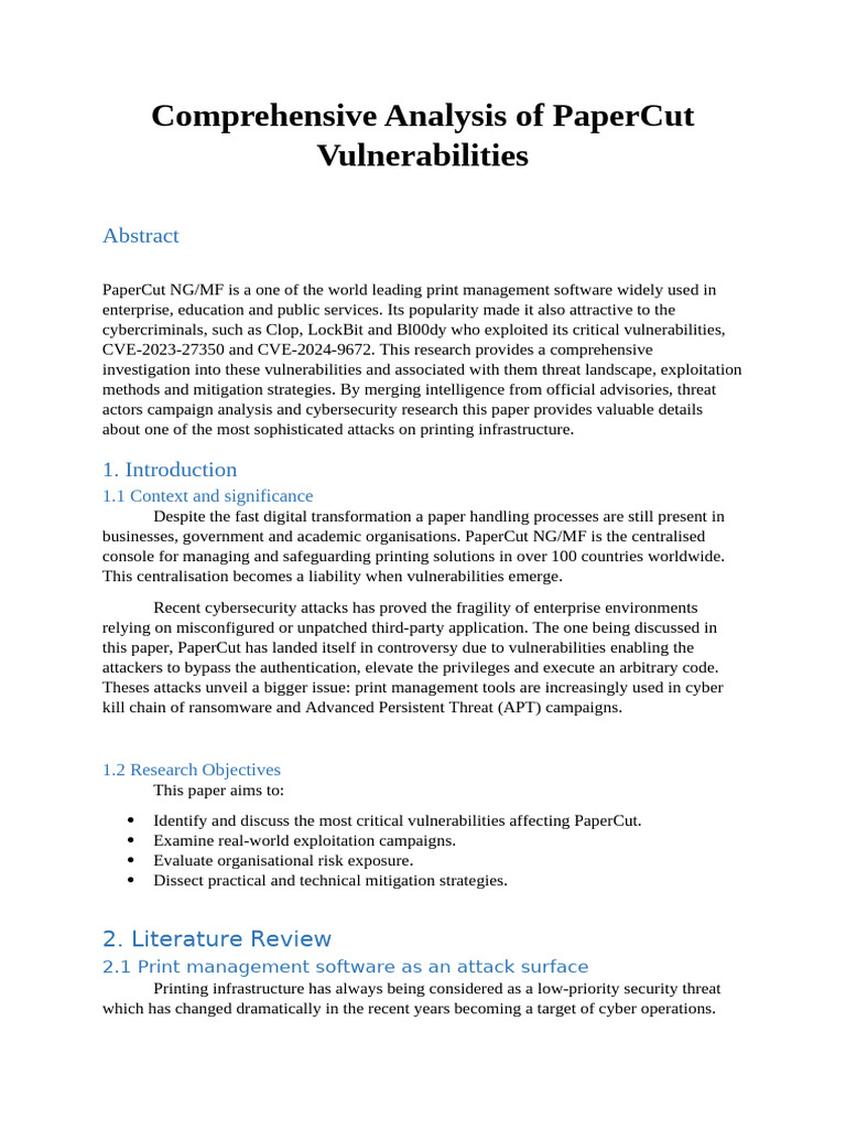 Comprehensive Analysis of PaperCut Vulnerabilities | PDF | Security | Computer Security