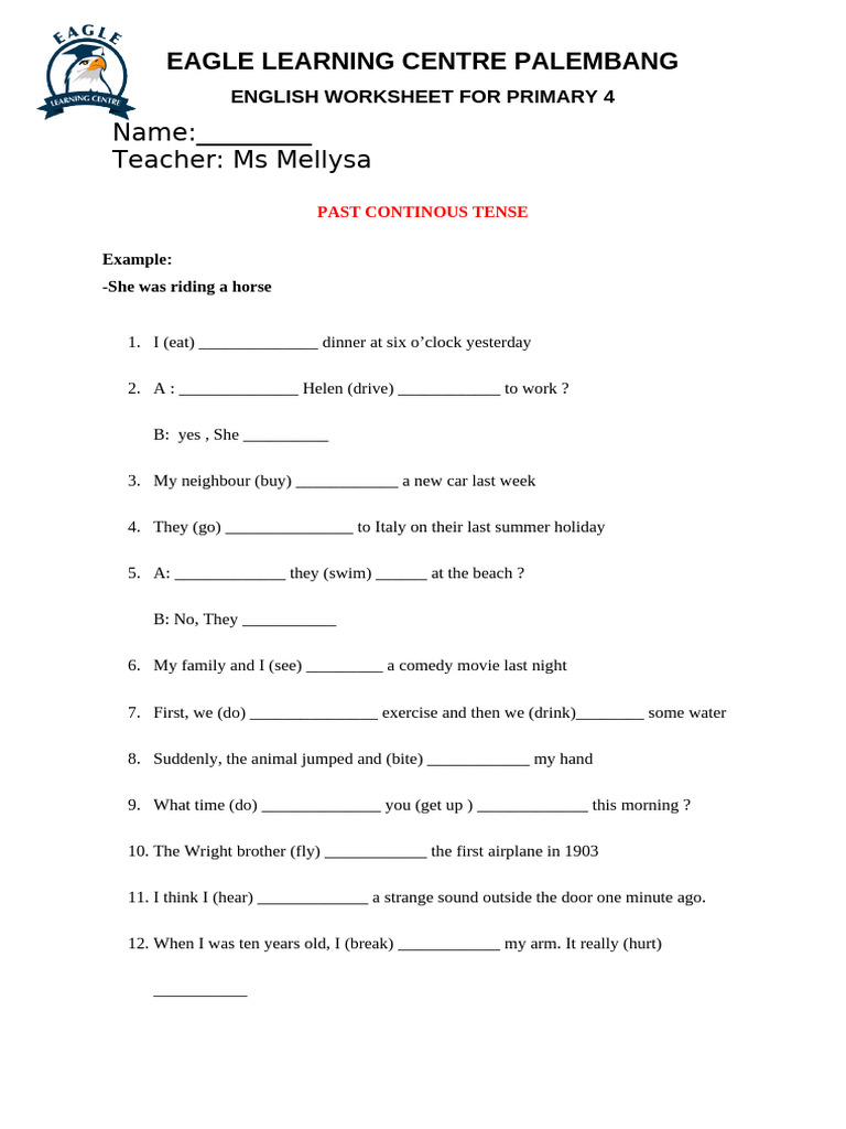 02 Worksheet English P4 Ms Mellysa | PDF