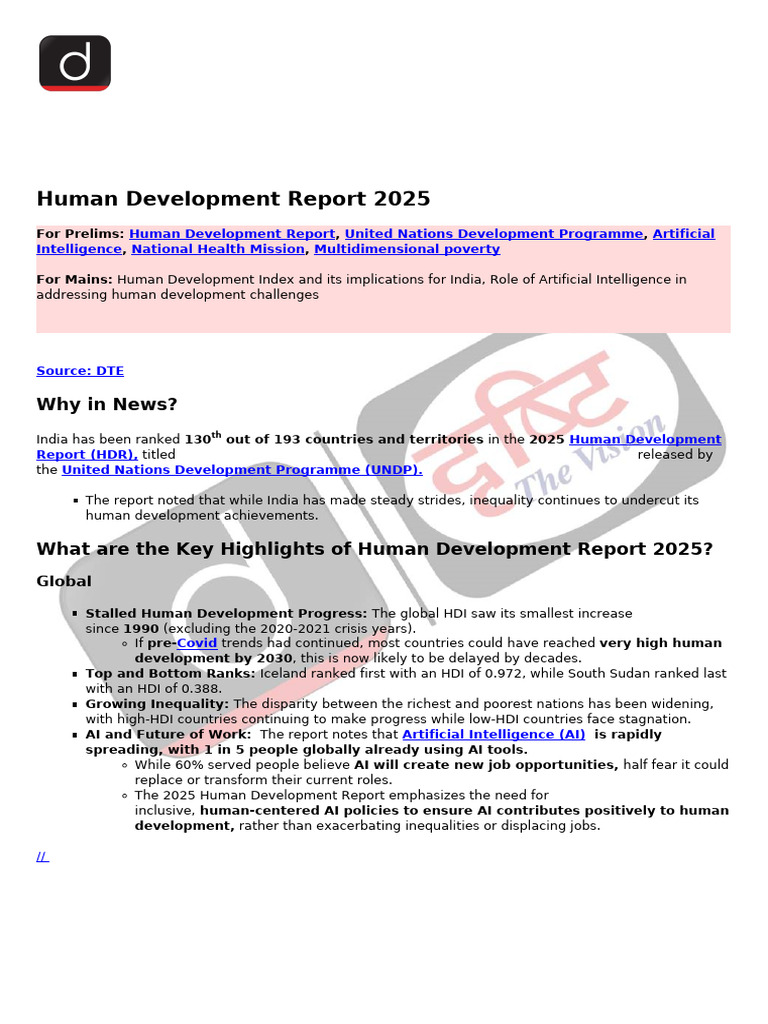 Human Development Report | PDF | Artificial Intelligence | Intelligence (AI) & Semantics