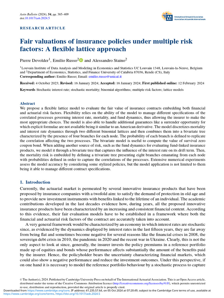 Flexible Lattice Model for Insurance Valuation | PDF | Insurance ...