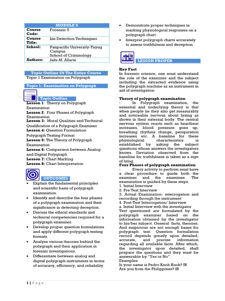 Module 5 Lie Detection Techniques | PDF | Polygraph