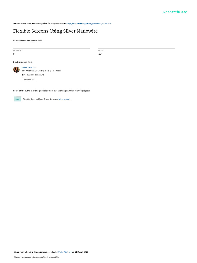 Flexible Screens Using Silver Nanowire | PDF | Oled | Anode