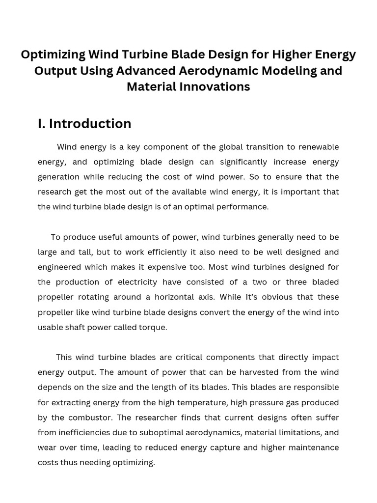 Optimizing Wind Turbine Blade Design For Higher Energy Output Using ...