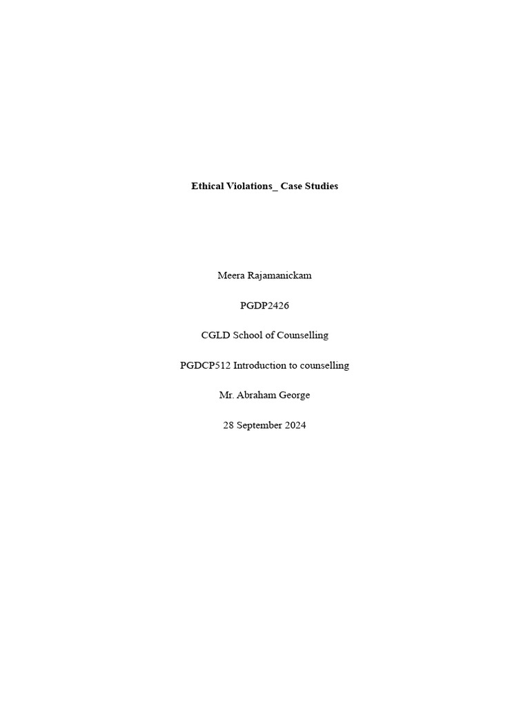 Ethical Violations in Counseling Cases | PDF | American Psychological ...
