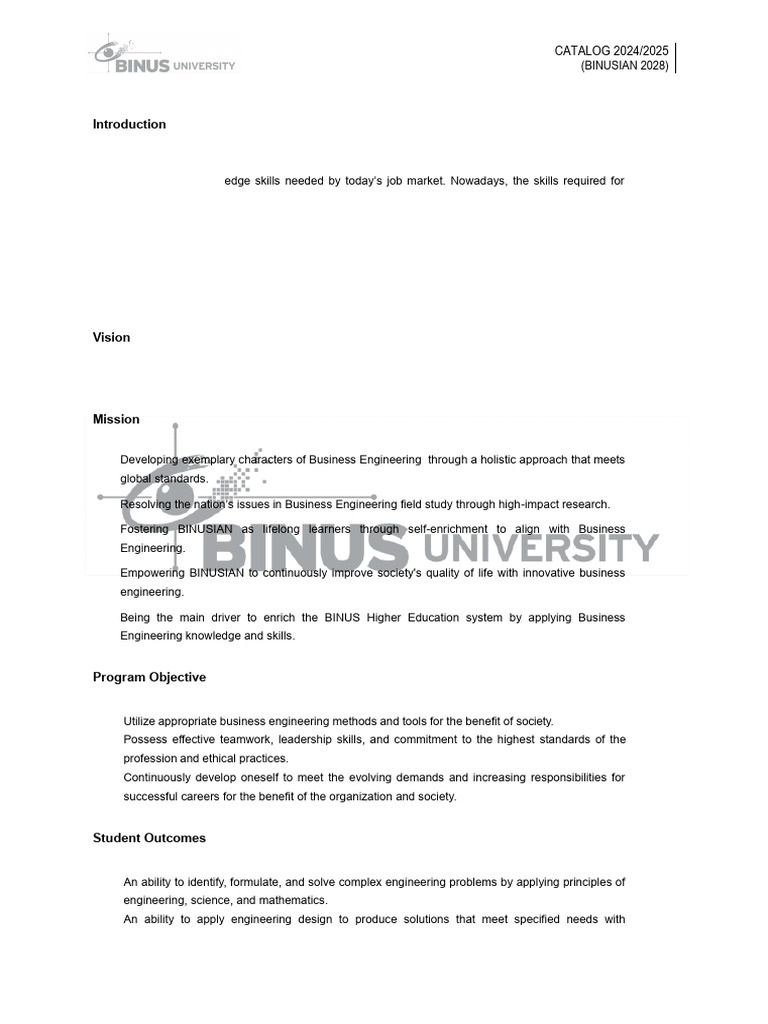 Business Engineering Program Overview | PDF | Engineering | System