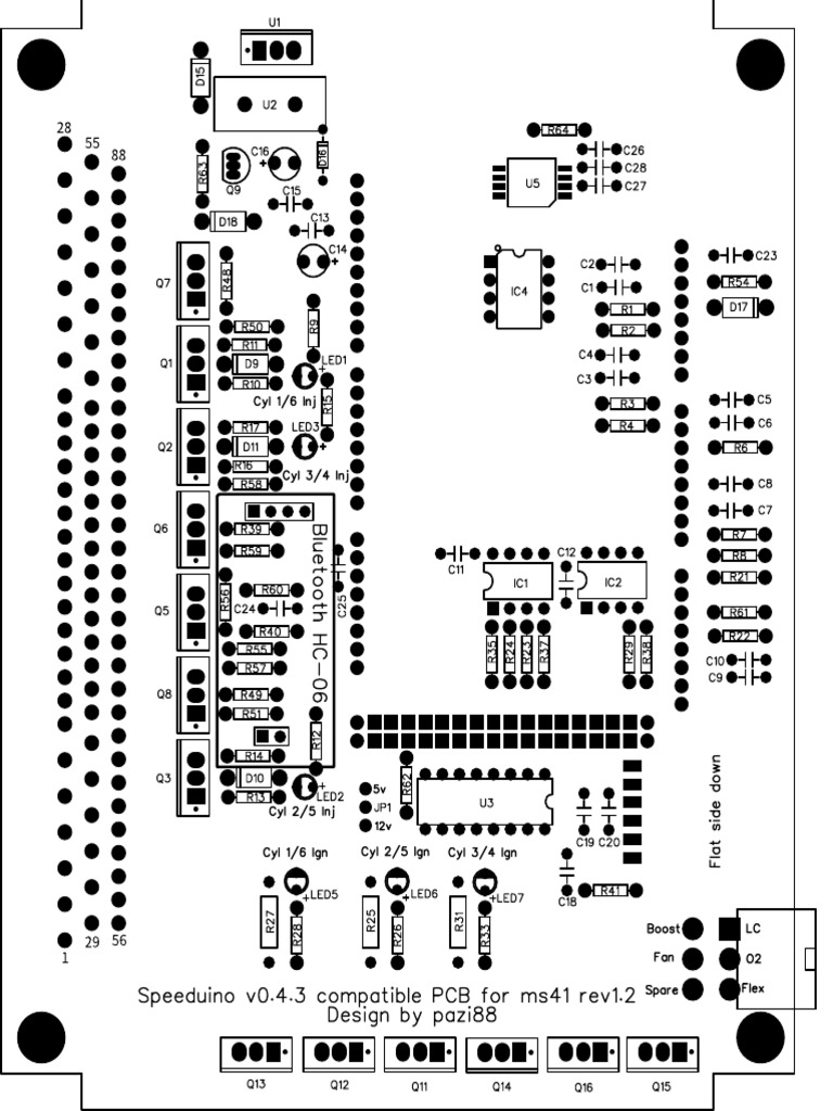 Component Layout Speeduino v0.4.3 Compatible PCB For m52 Rev1.2 | PDF