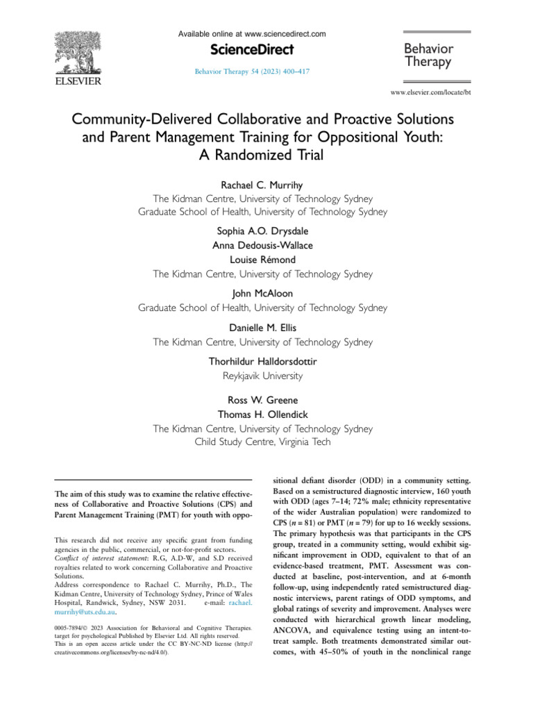 Community-Delivered Collaborative and Proactive Solutions | PDF | Psychotherapy | Mental Disorder