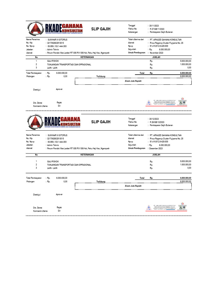 SLIP GAJIH SUMIHAR rev 1 | PDF