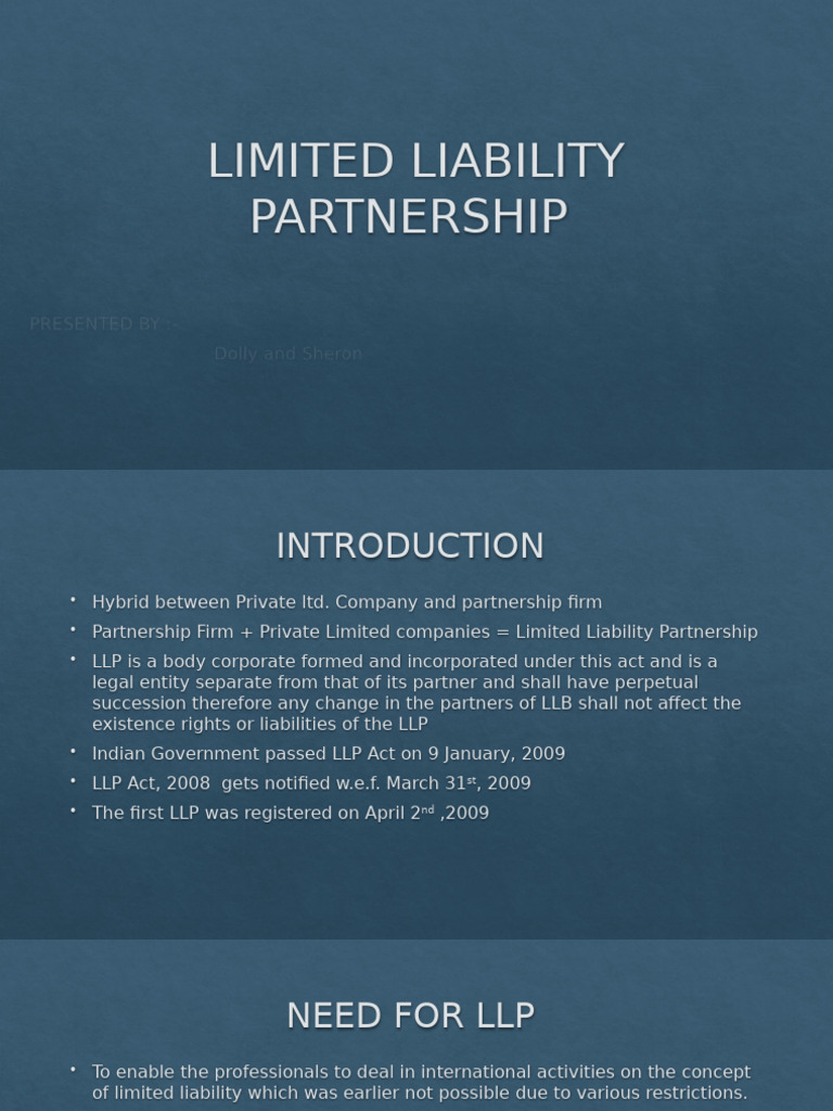 Understanding Limited Liability Partnerships | PDF | Limited Liability ...