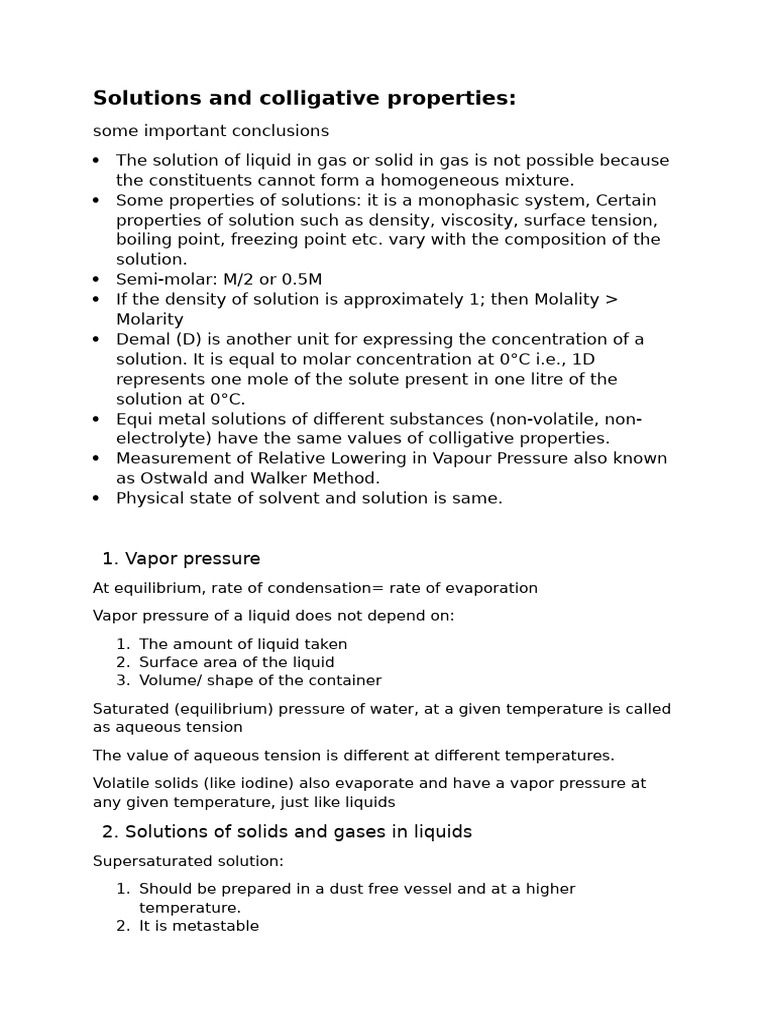 Solutions and Colligative Properties | PDF | Osmosis | Solubility