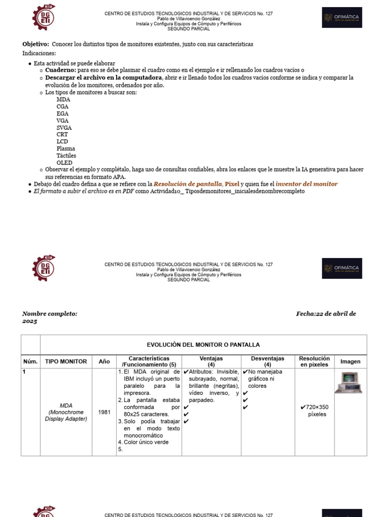 Actividad10 TiposdeMonitores MLAM | PDF | Monitor de computadora | Oled