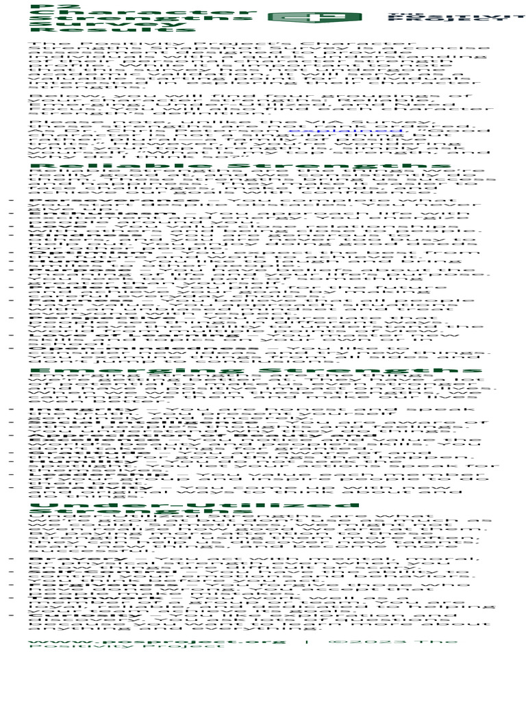 Character Survey Results | PDF