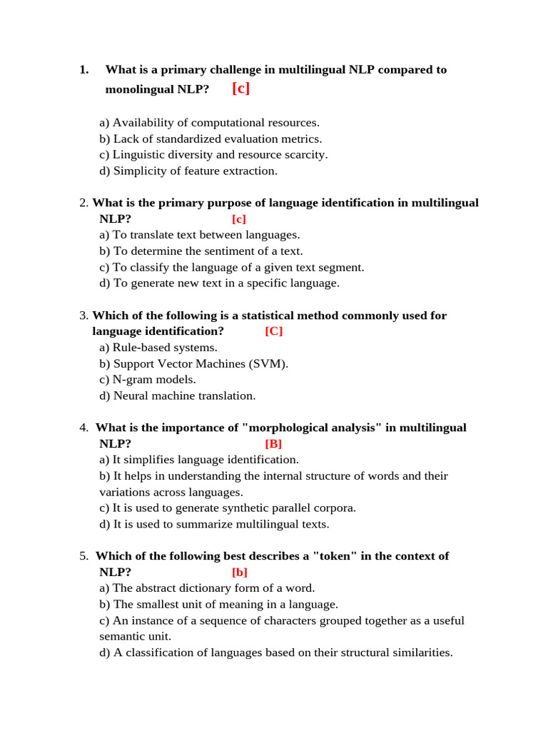 What Is A Primary Challenge in Multilingual NLP Compared To Monolingual NLP | PDF | Word ...
