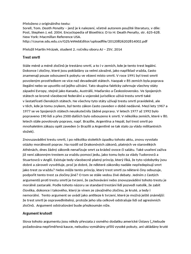 Sorell Trest Smrti Preklad Mrazek | PDF