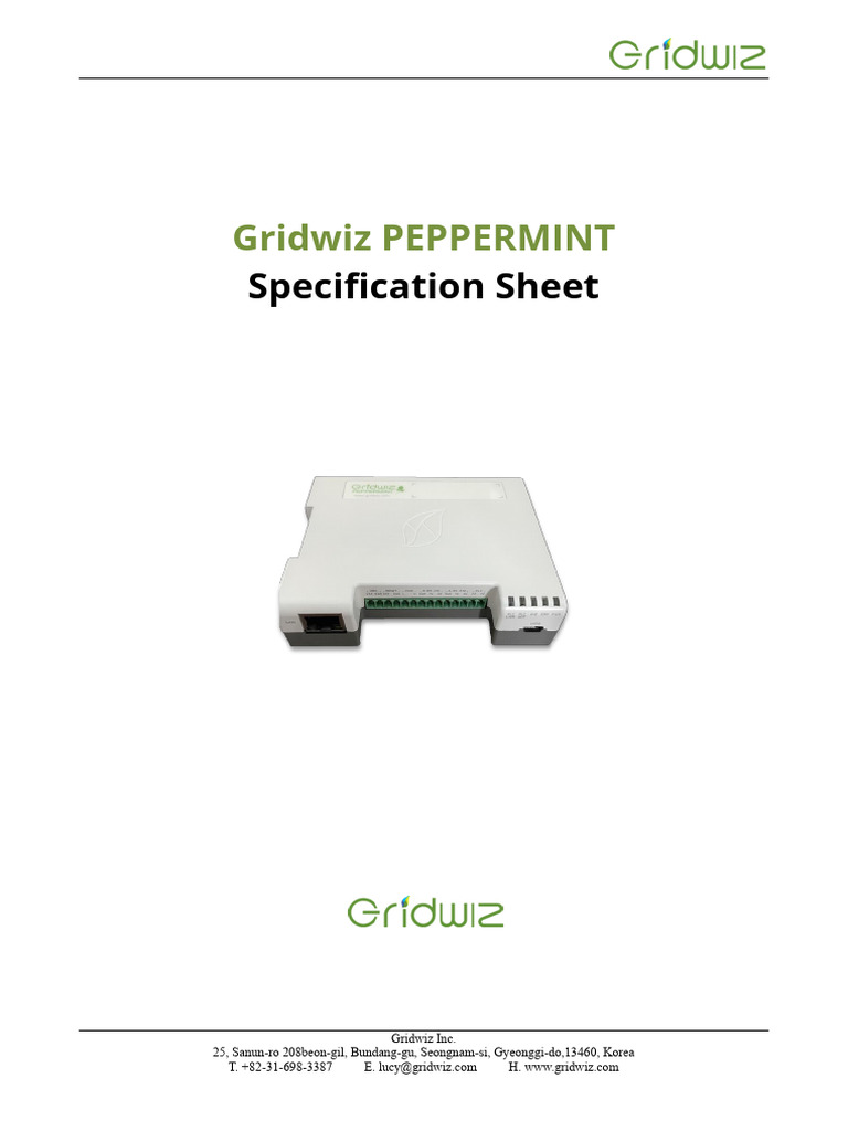 GRIDWIZ PEPPERMINT-XXX - Spec - Sheet | PDF | Osi Model | Electronics