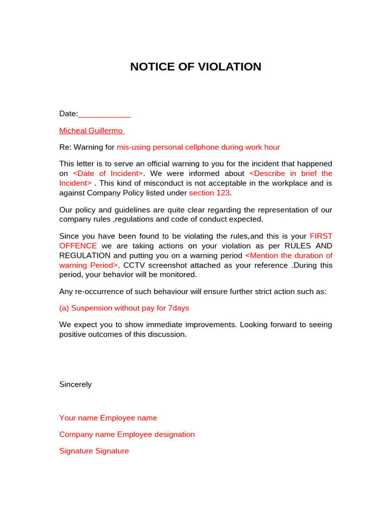 Notice of Violation | PDF