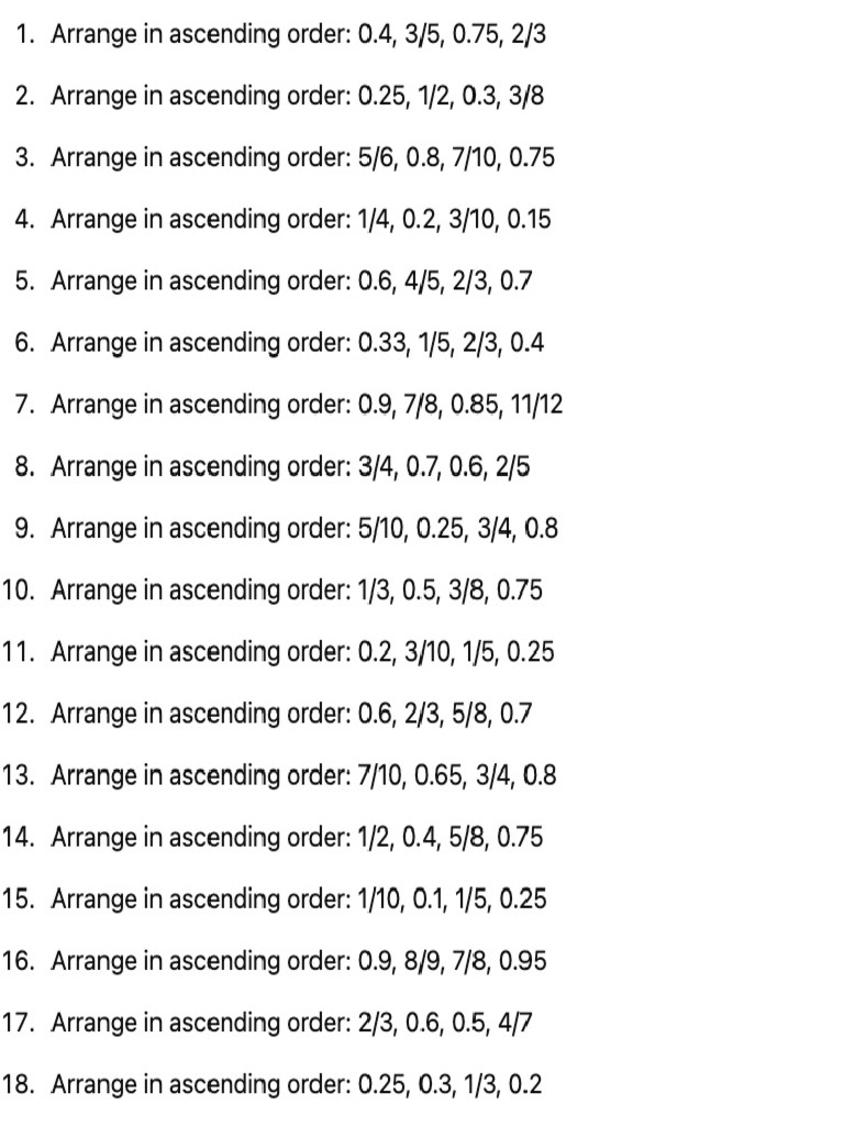 Arranging Decimal Fraction | PDF