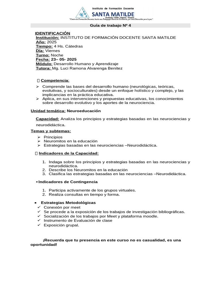 GUÍA #4 Desarrollo | PDF