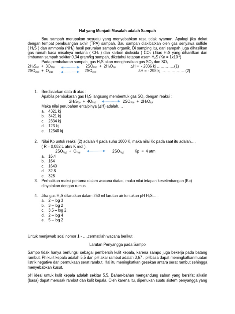 Soal Latihan Kim PAT 11 Sem 2 2025 | PDF